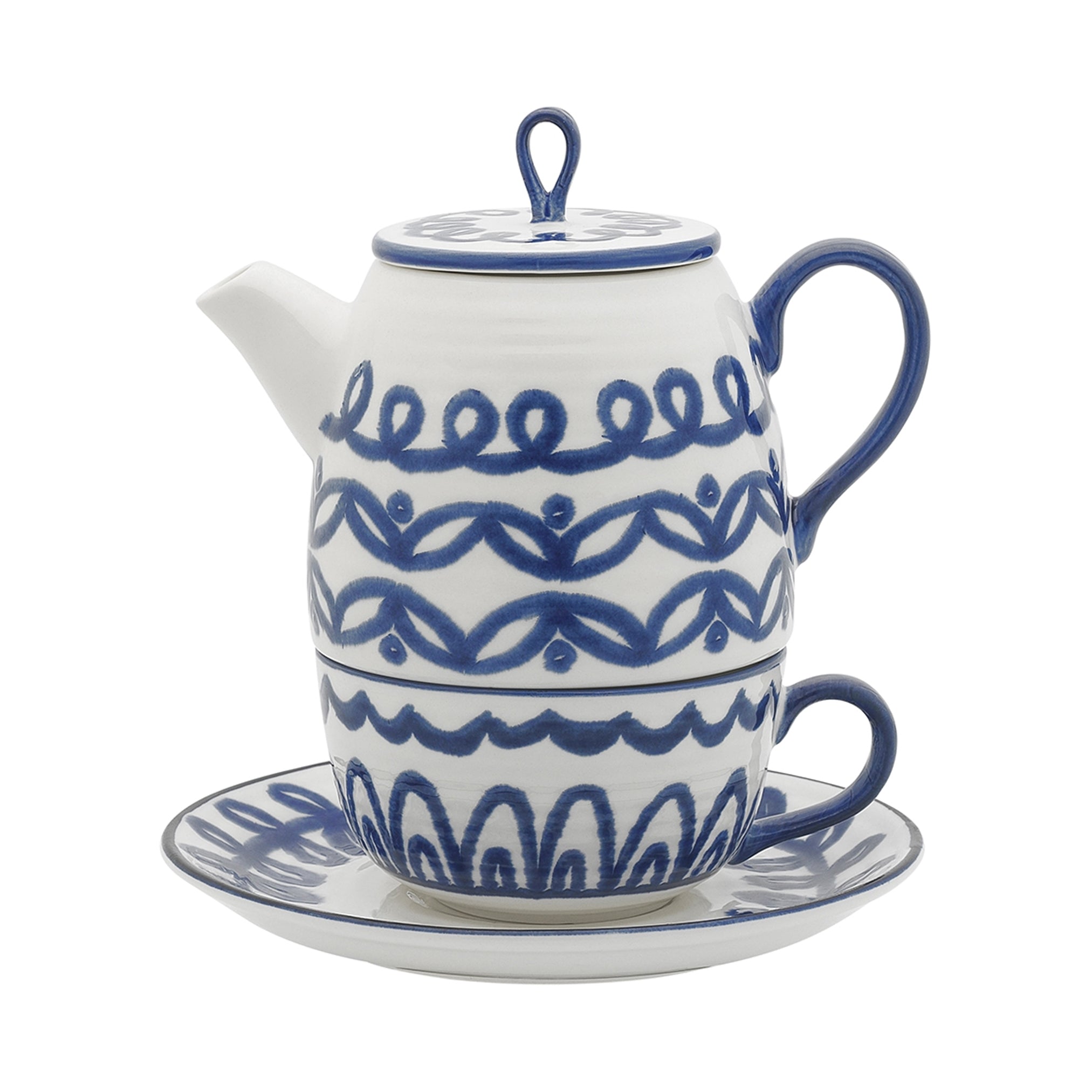 Lucille Blue + White Mediterranean Tea-ware – T BAR TEA